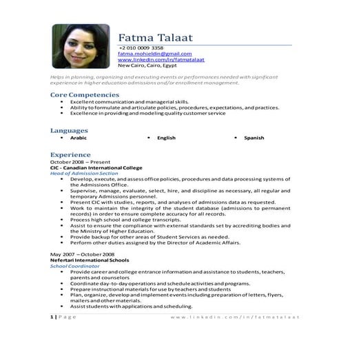 Fatma_Talaat_CV2015 | PDF