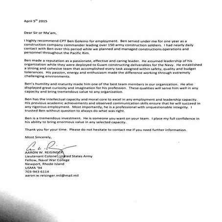 Reisinger Letter of Rec | PDF