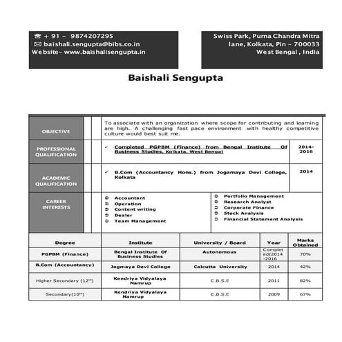 Baishali Sengupta cv | DOCX
