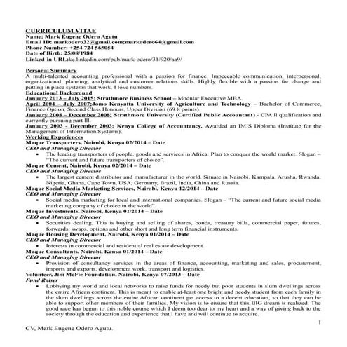 Updated CV Mark Eugene Odero | DOC
