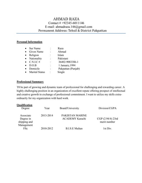 CV Naveed Anjum | PDF