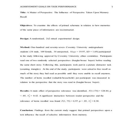 Trichotomous Goal Theory- do Achievement Goals Influence Cognitive Task ...