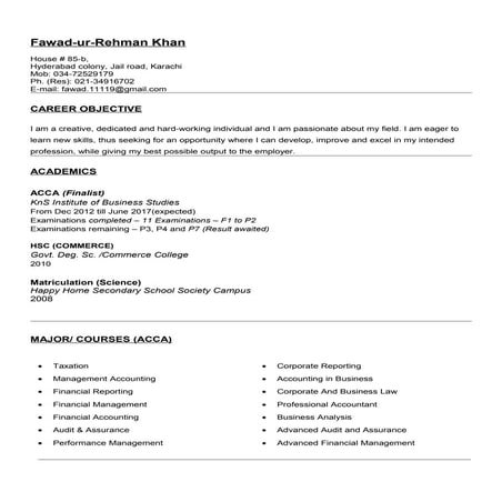 fawad cv (1) | DOC | Business | Business and Finance