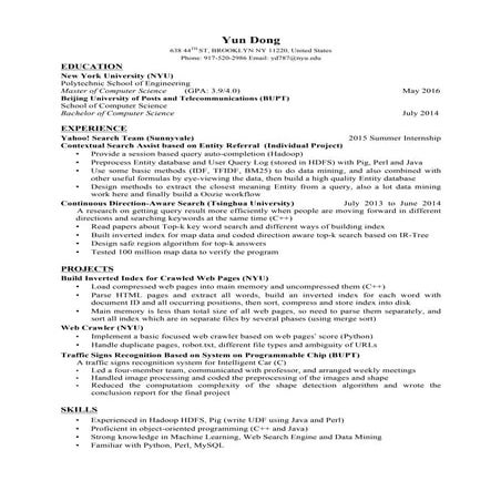 Yafei (debbie) Liang resume | PDF