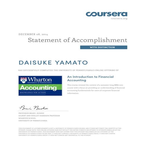 Coursera accounting 2014 | PDF