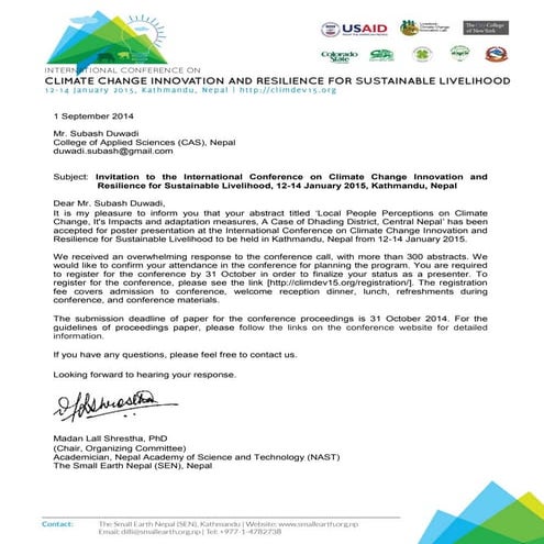 Mr. Subash Duwadi-Invitation Letter-POSTER | PDF