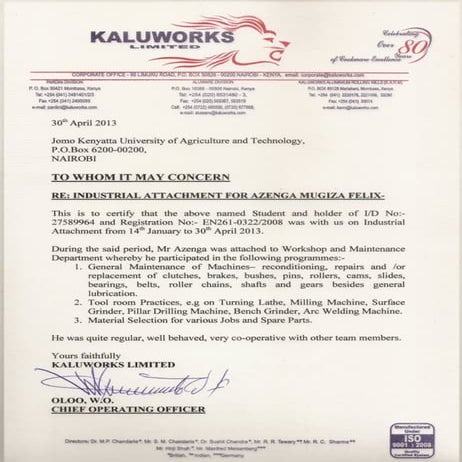 Recommendation letter from Kaluworks | PDF