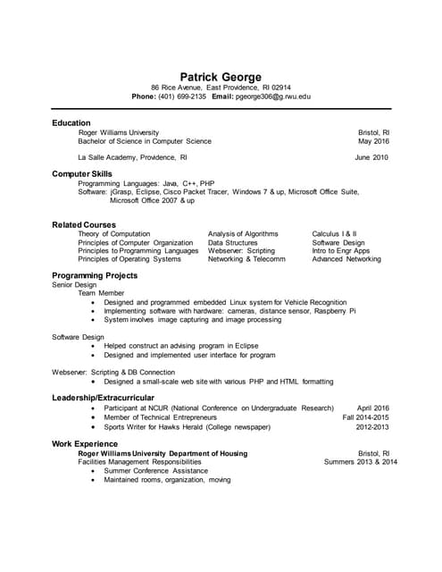 Spencer Hall CE Resume | PDF | Programming Languages | Computing