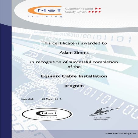 CNet Installation certificate | PDF