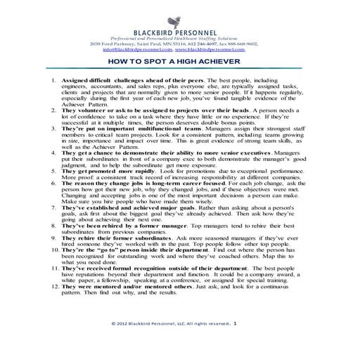 HOW TO SPOT A HIGH ACHIEVER | DOCX