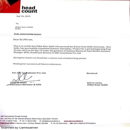 internship letter | PDF