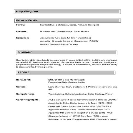 Tony Whigham Resume 24May 16 | PDF