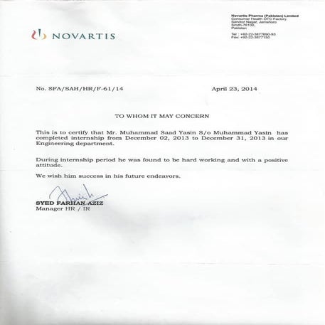 Novartis Internship | PDF