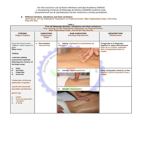 TLE/ HE Wellness Massage Curriculum Guide | PDF