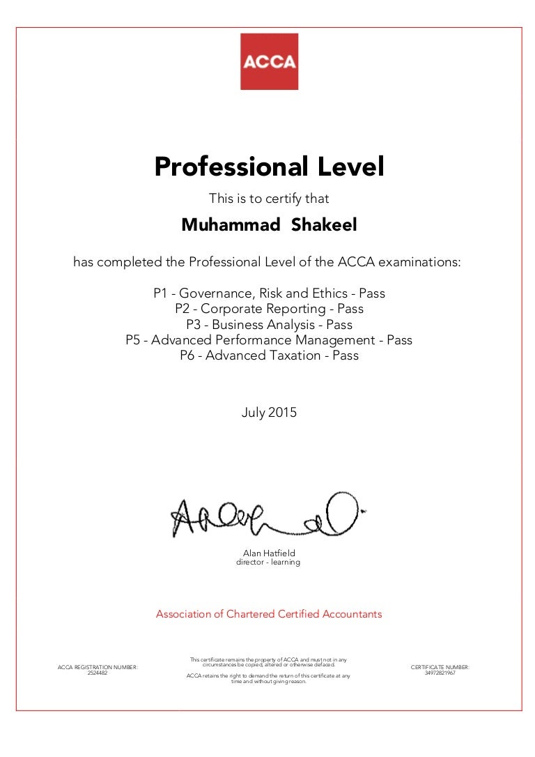 My ACCA Certificate
