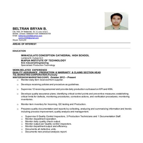 BELTRAN BRYAN B. RESUME UPDATED 2016 | DOCX