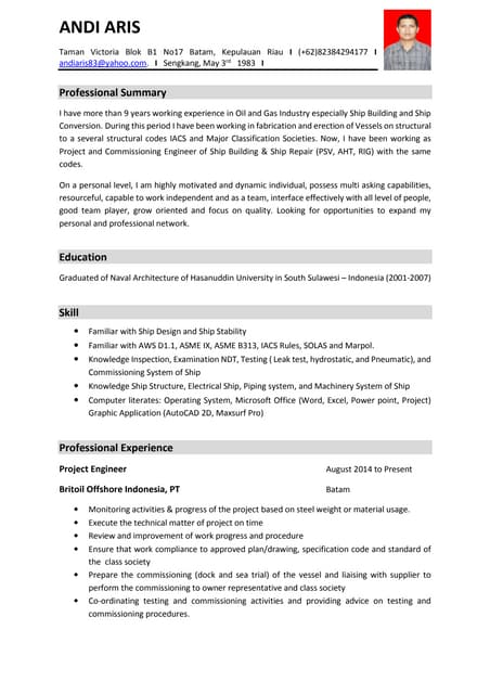 Resume offshore field engineer | DOC | Civil Engineering Industry ...