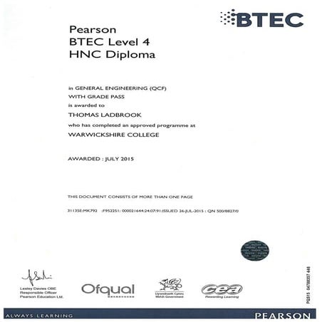 BTEC Level 4 HNC Diploma | PDF