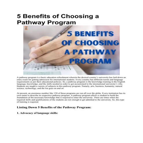 5 Important Benefits of Choosing a Pathway Program | Future Education ...