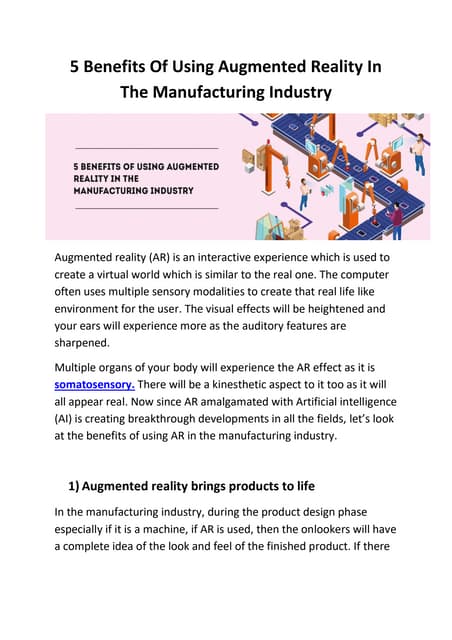 Augmented reality in industrial applications | PDF