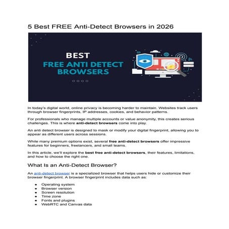 5 Best FREE Anti-Detect Browsers in 2026 | PDF