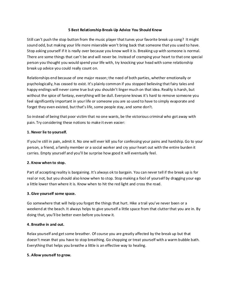 5 Best Relationship Break Up Advice You Should Know