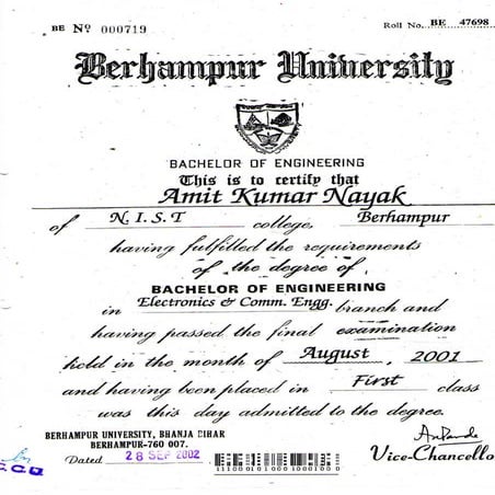 BE Certificate | PDF