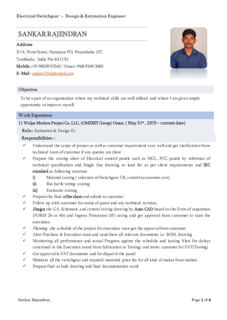 ELECTRICAL DESIGN ENGINEER LT & HT PANELS | PDF | Civil Engineering ...