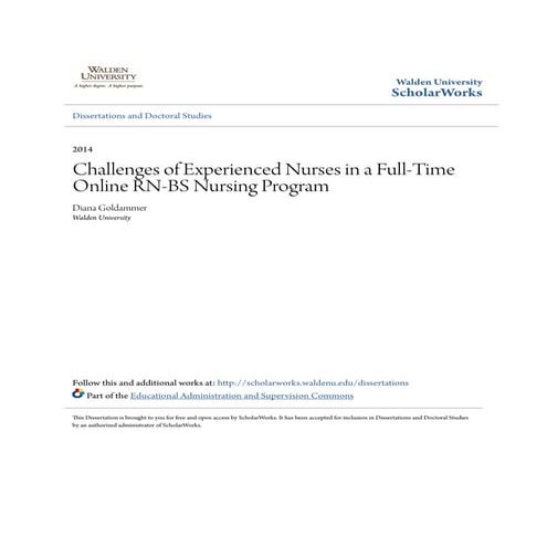 Challenges of Experienced Nurses in a Full-Time Online RN-BS Nurs | PDF