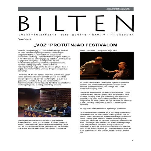 11. JoakimInterFest 2016 Bilten 5 | PDF