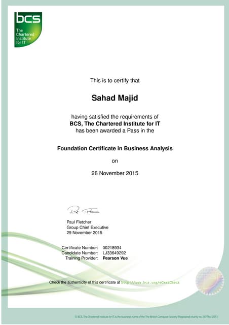 Business Analysis Certification | PDF