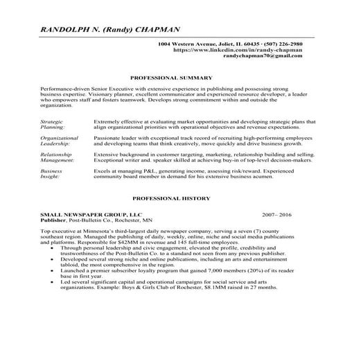 Randy Chapman Resume Jan 2017 | PDF