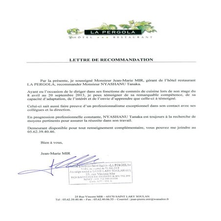 Tanaka lettre recommandation | PDF
