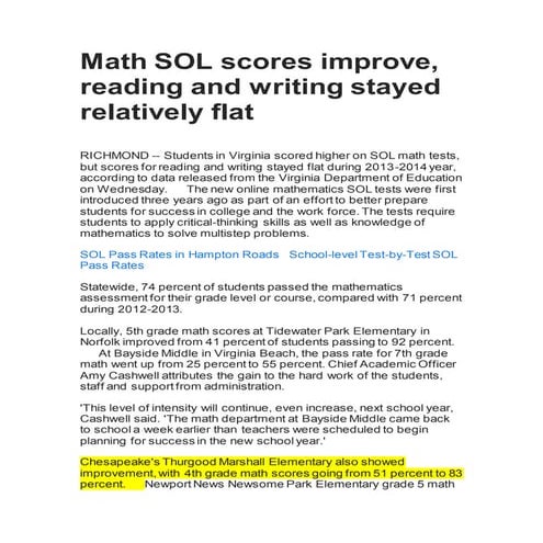 Math SOL scores improve | PDF