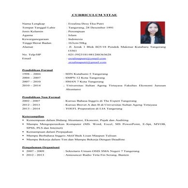 CV ERZALINA PDF | PDF