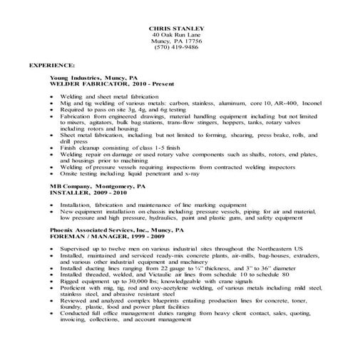 CHRIS STANLEY Resume | DOCX | Commercial Trucks | Auto Body Styles