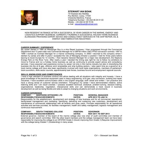 CV - STEWART IAN BOAK - May 15 | PDF