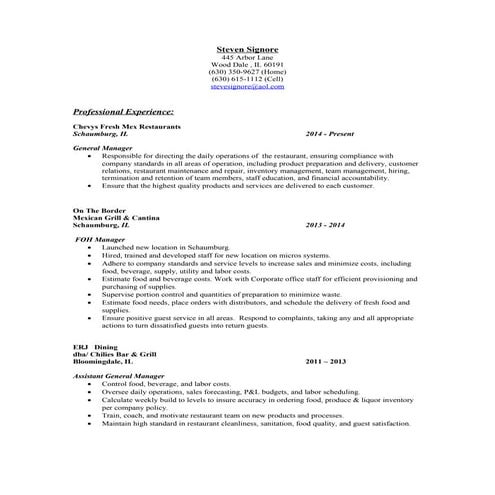 Steve Signore Resume 12-2016 | PDF