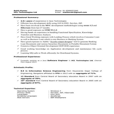 Rohit Kumar Immediate Joiners [Java Hibernate] 2.5 +years | DOC