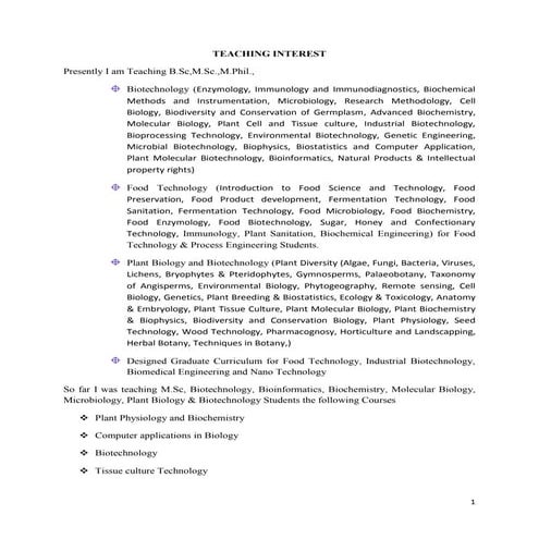 15b.Teaching interest | PDF | Biological Sciences | Science