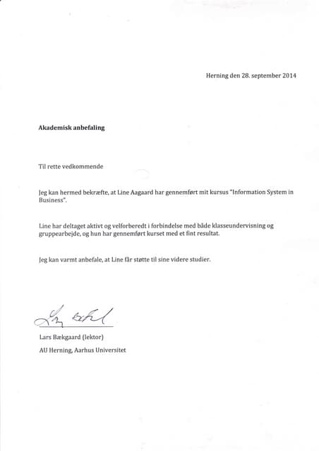 Anbefaling til piamaya daniela larsen | PDF