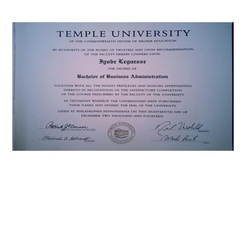 Temple University Degree | PDF