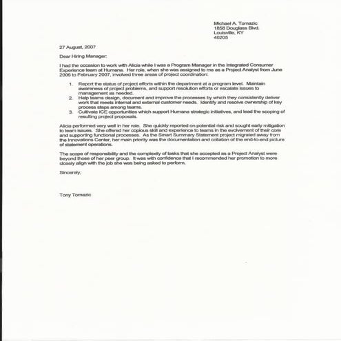 Humana Recommendation Letter | PDF
