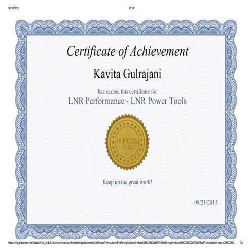 LNR Certificate | PDF