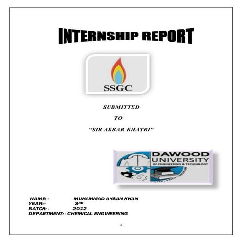 SSGC INTERNSHIP REPORT | DOCX