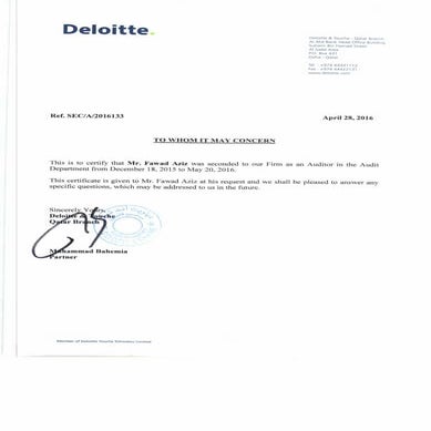 Deloitte Expericence Letter- Qatar(15-16) | PDF