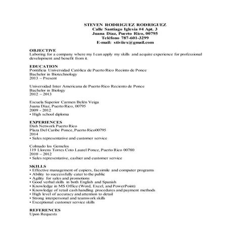 STEVEN RODRIGUEZ RESUME | DOCX
