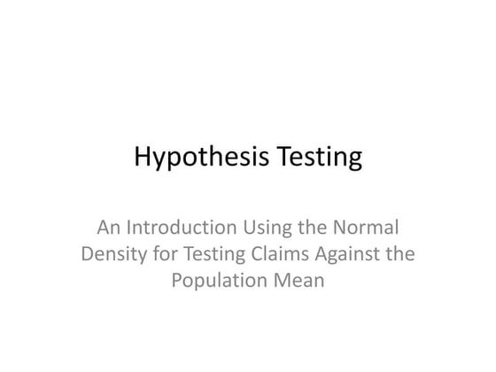 Identifying Appropriate Test Statistics Involving Population Mean | PPT