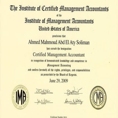 CMA Certificate | PDF