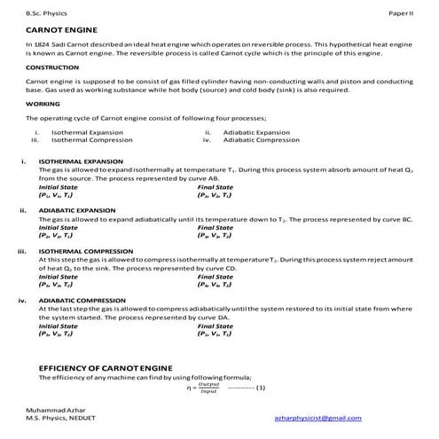 5 carnot engine | DOCX | Chemistry | Science